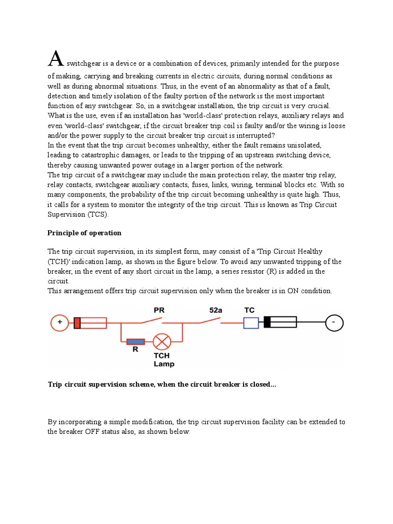 Trip Circuit Supervision | PDF | Relay | Power Engineering