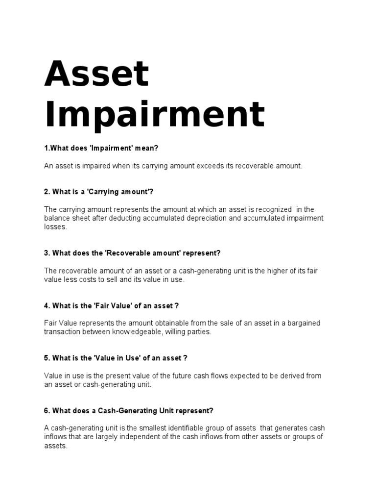 Asset Impairment | PDF | Depreciation | Business Economics