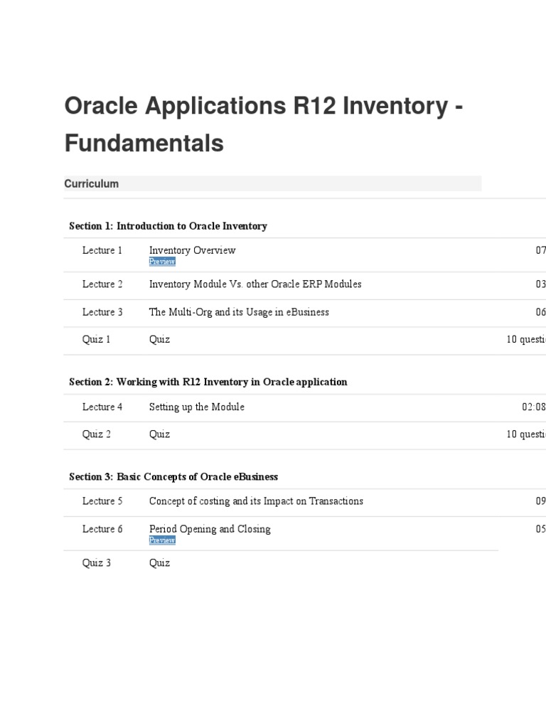 Oracle Applications R12 Inventory | PDF
