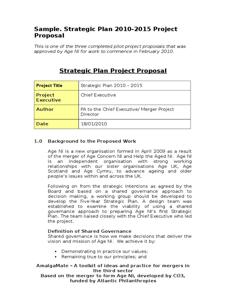 8b 5. Sample - Strategic Plan 2010-2015 Project Proposal | PDF ...