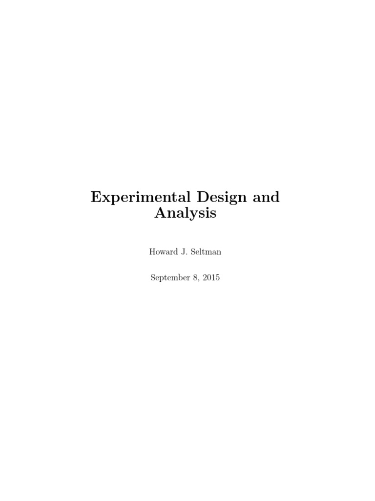 Experimental Design and Analysis PDF | PDF | Analysis Of Covariance ...