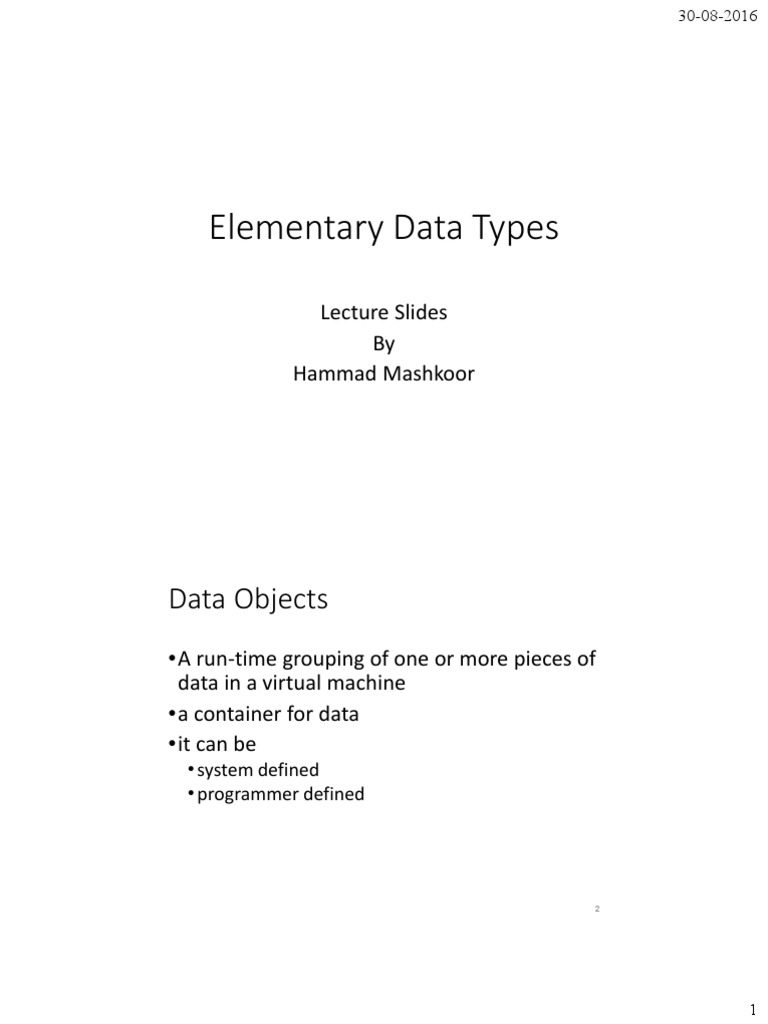 Elementary Data Types | Download Free PDF | Data Type | Array Data ...