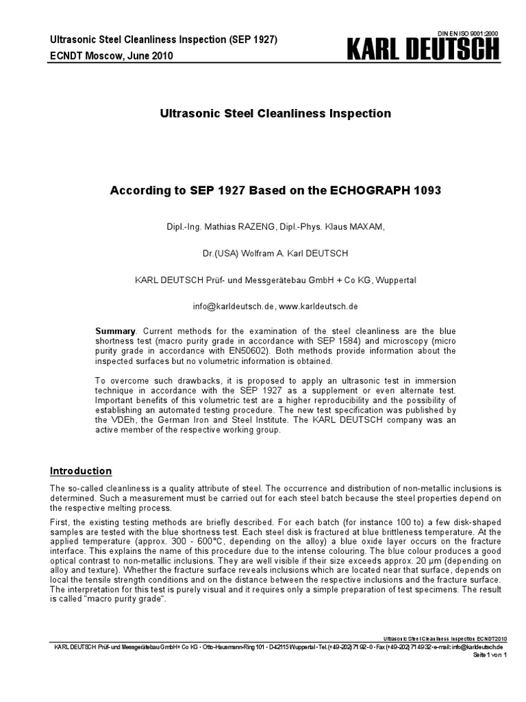 USIT | PDF | Ultrasound | Steel