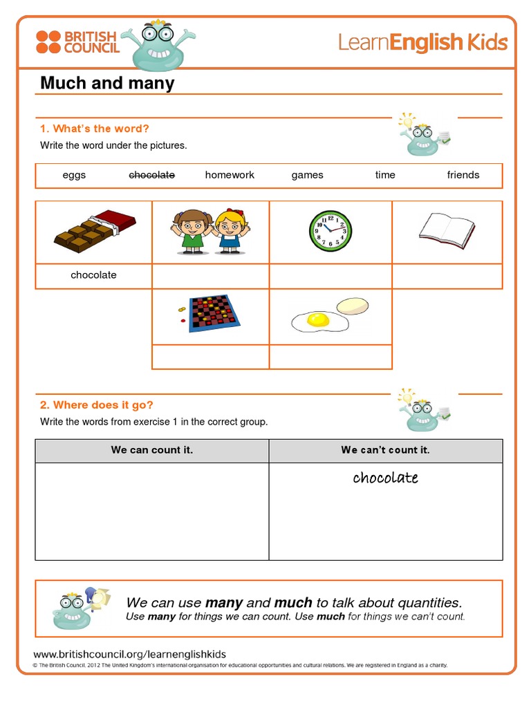 Grammar Games Much and Many Worksheet | PDF