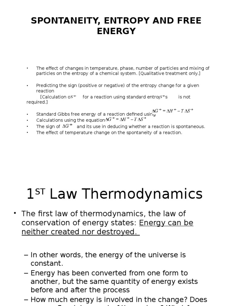 Entropy and Free Energy | PDF | Entropy | Gibbs Free Energy