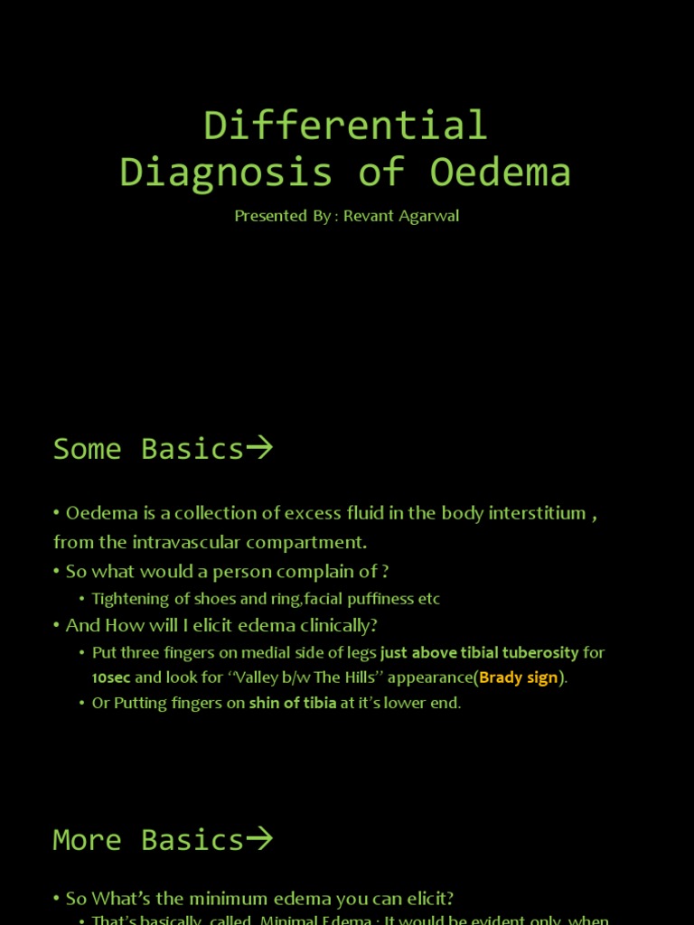 Oedema Differential Diagnosis Guide | PDF
