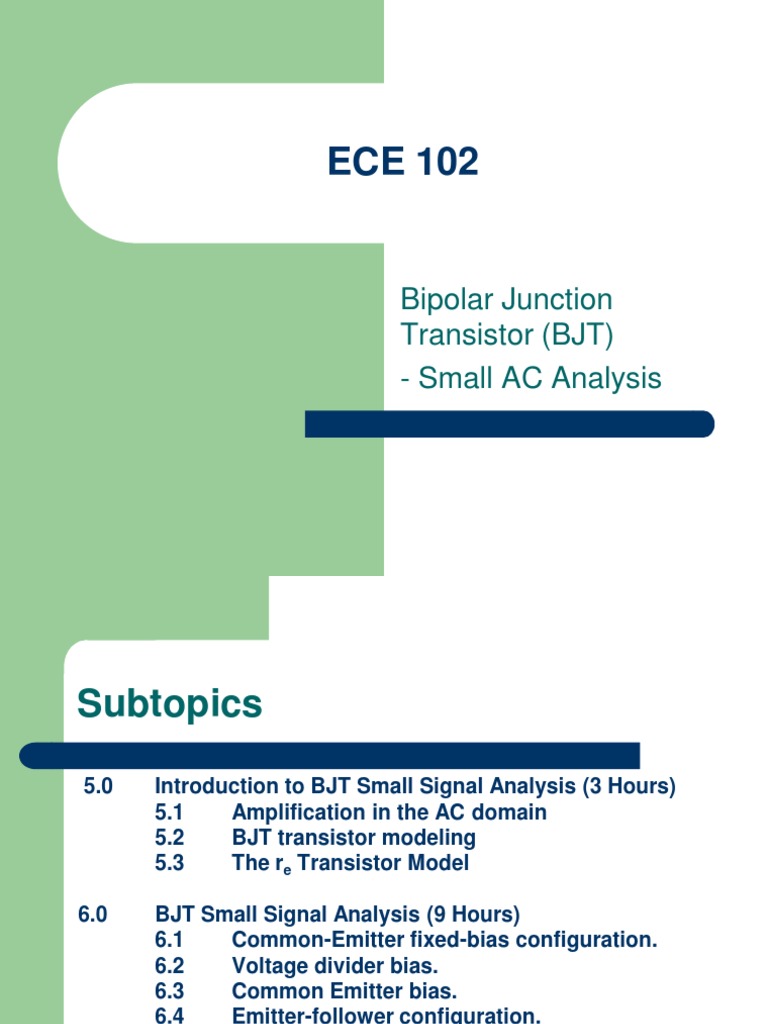Chapter 8 BJT Small Ac Signal 2 | PDF | Bipolar Junction Transistor ...