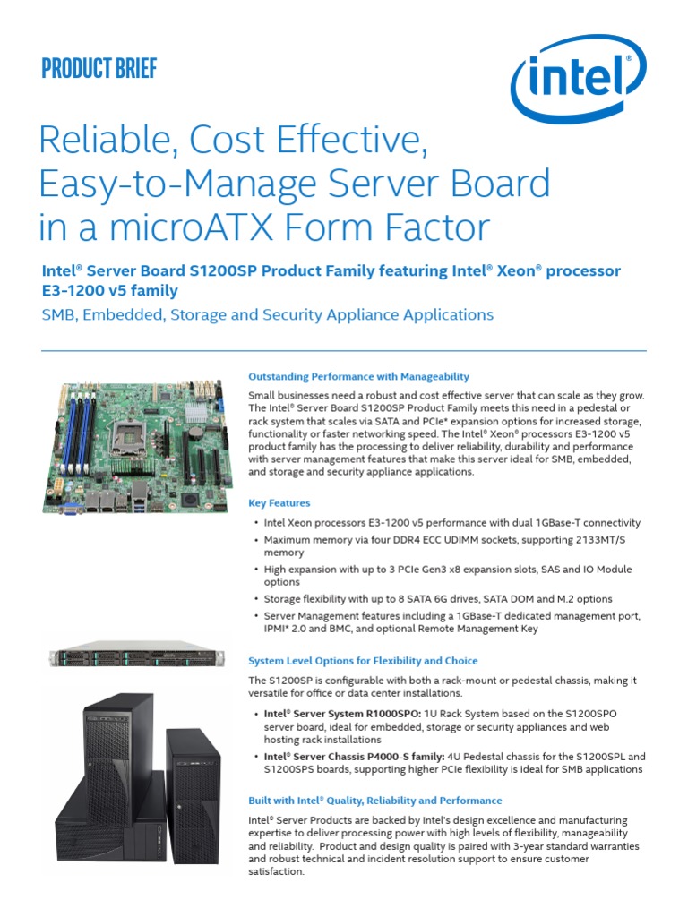 Server Board s1200sp Brief | PDF | Usb | Intel
