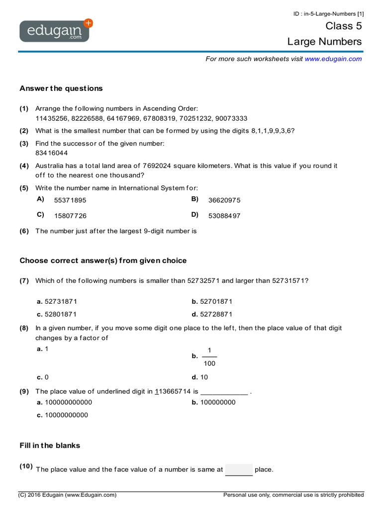 Grade 5 Large Numbers in | PDF | Teaching Mathematics | Nature