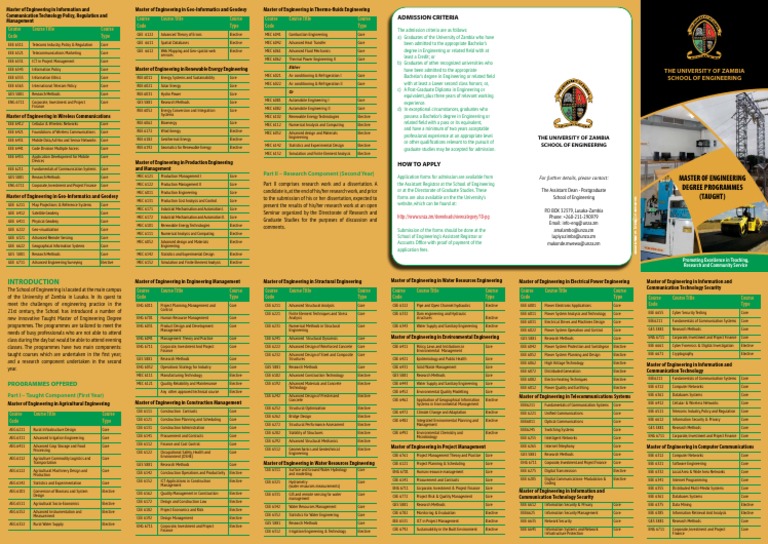 School of Engineering Brochure for Masters Programmes UNZA ...
