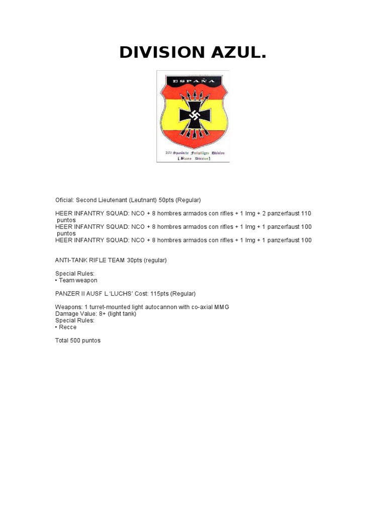 Division Azul Infantry Composition | PDF