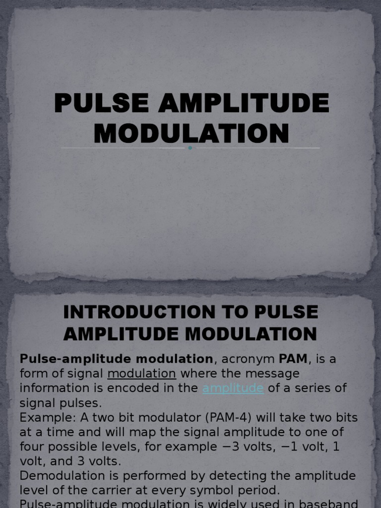 Pulse Amplitude Modulation | PDF | Modulation | Data Transmission