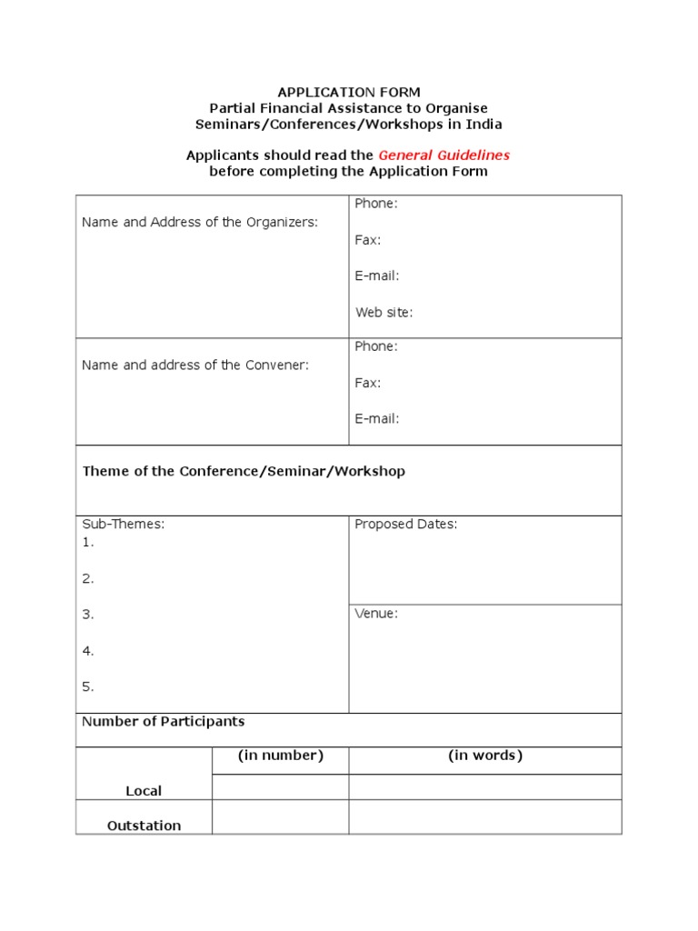 ICSSR Seminar Application Form | PDF