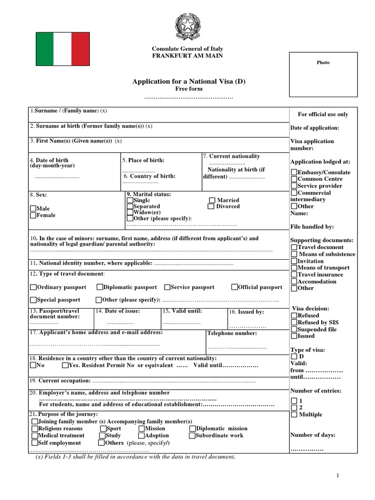 Italy Visa Application-Frankfurt Office | Download Free PDF | Travel ...