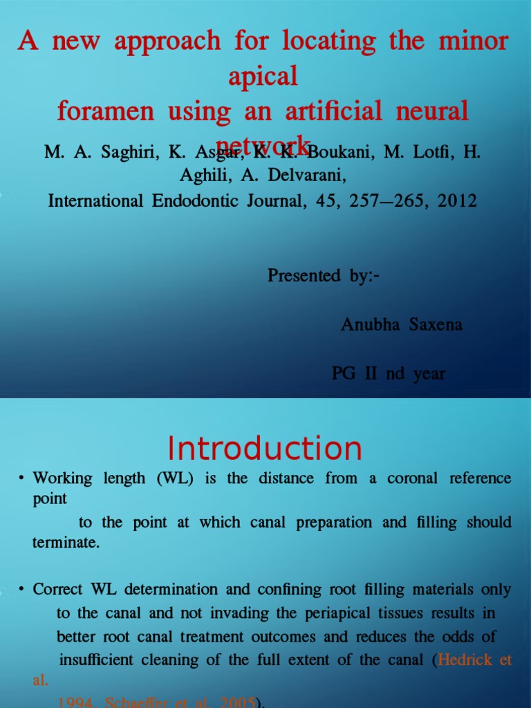 A New Approach For Locating The Minor Apical Foramen Using An ...