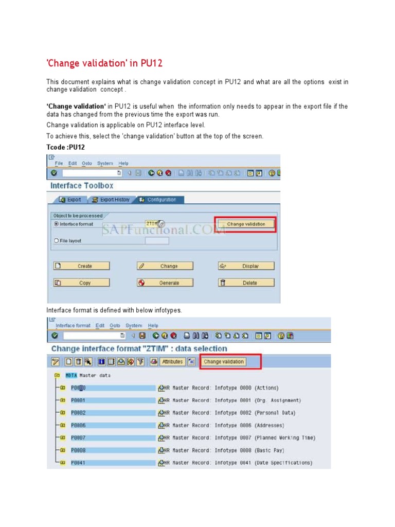 Configuring Change Validation and Field Relationships in the PU12 Interface Format | PDF