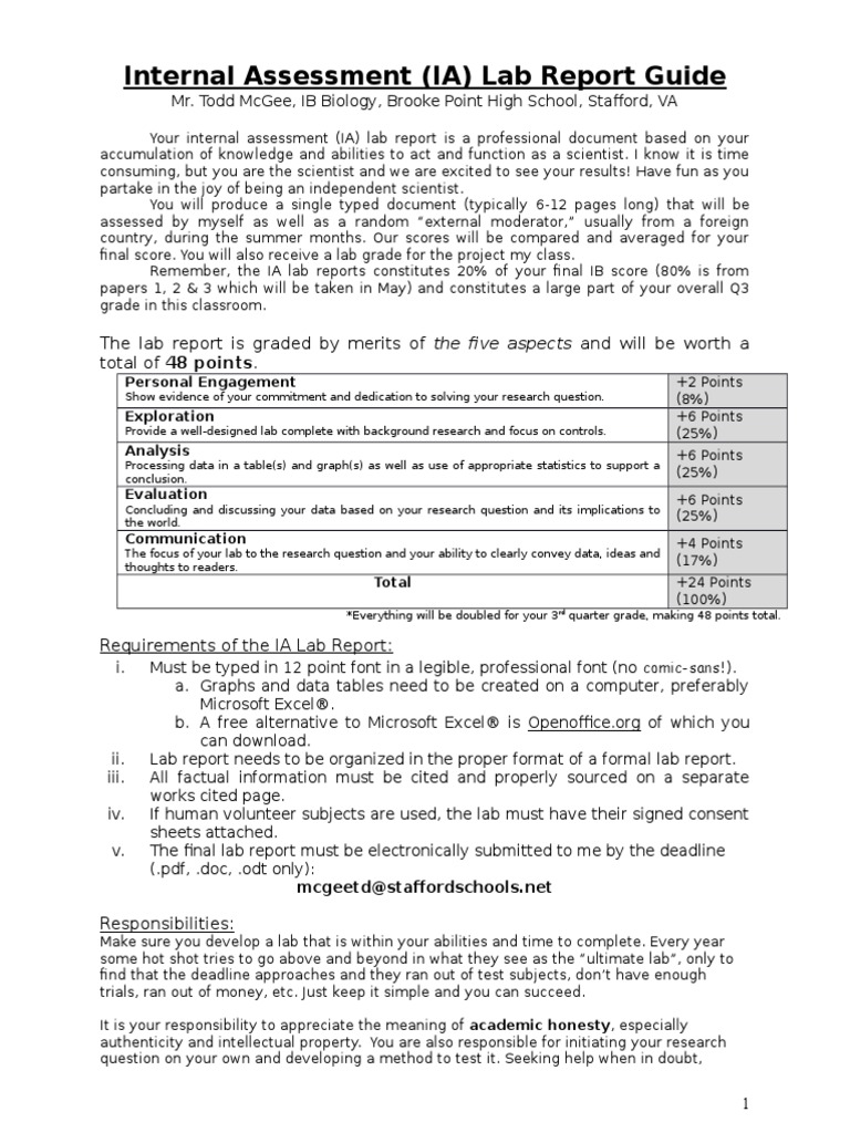 IB Lab Report Guide v20162 | PDF | Experiment | P Value IB Lab Report Guide v20162 | PDF | Experiment | P Value