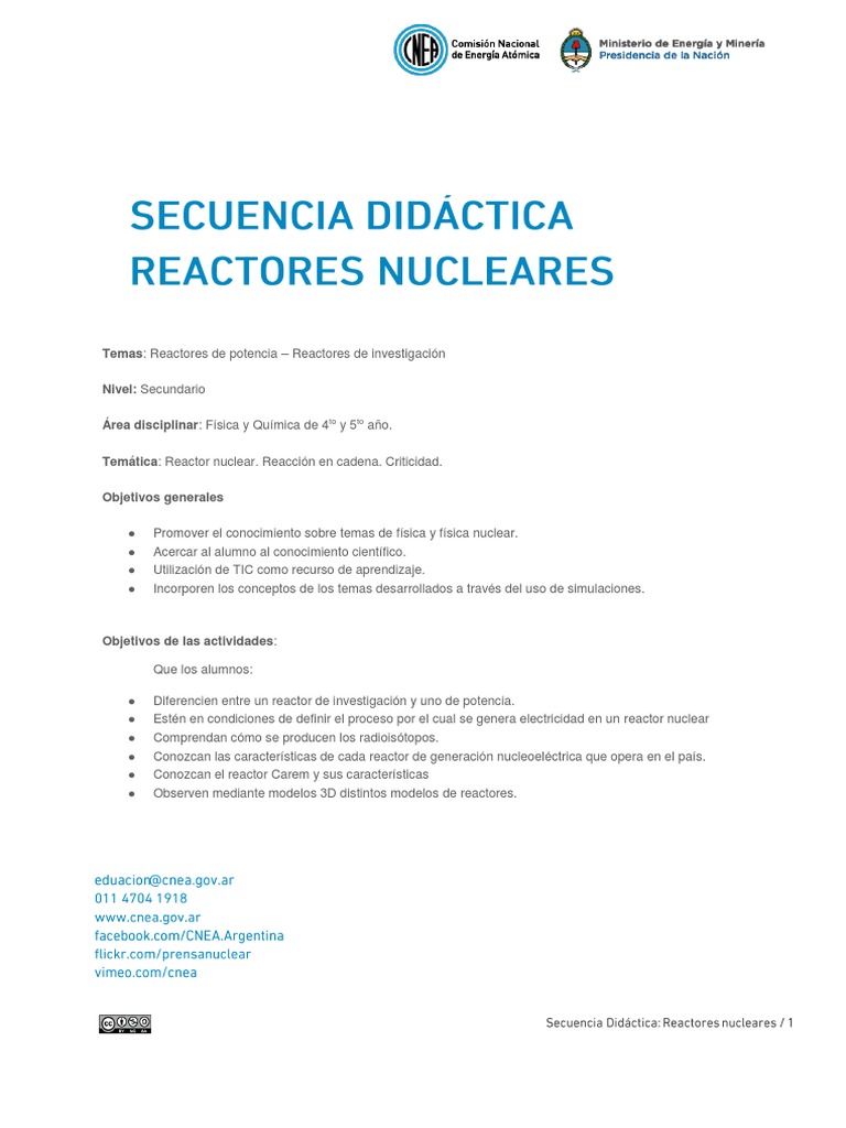 Secuencia Didáctica "Reactores Nucleares" | PDF | Reactor nuclear | La energía nuclear