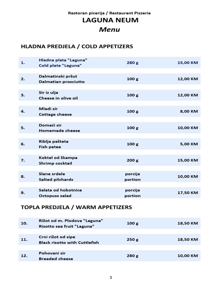 Laguna Menu | PDF | Mediterranean Cuisine | Pasta