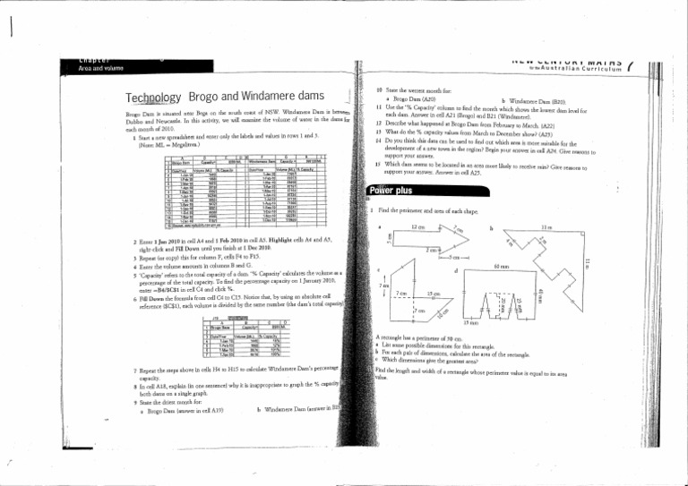 Tecjjpiqgy Brogo and Windamere Dams: For The | PDF | Volume | Geometry