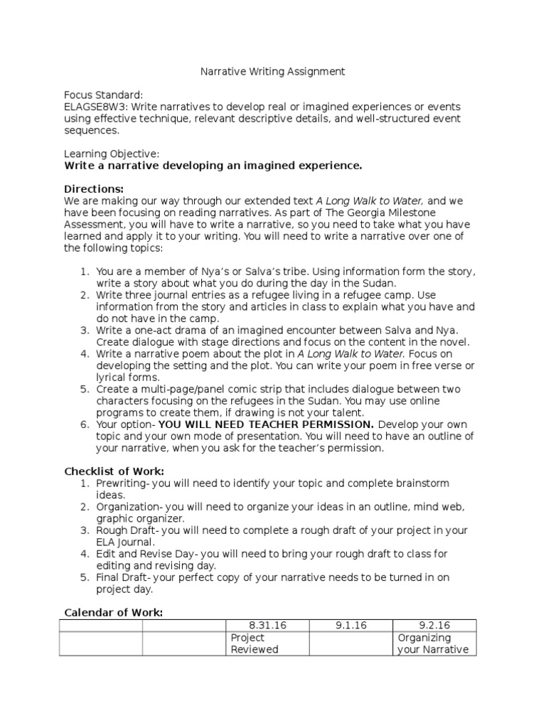 Narrative Writing Assignment - Gen Ed | PDF | Narrative | Cognitive Science