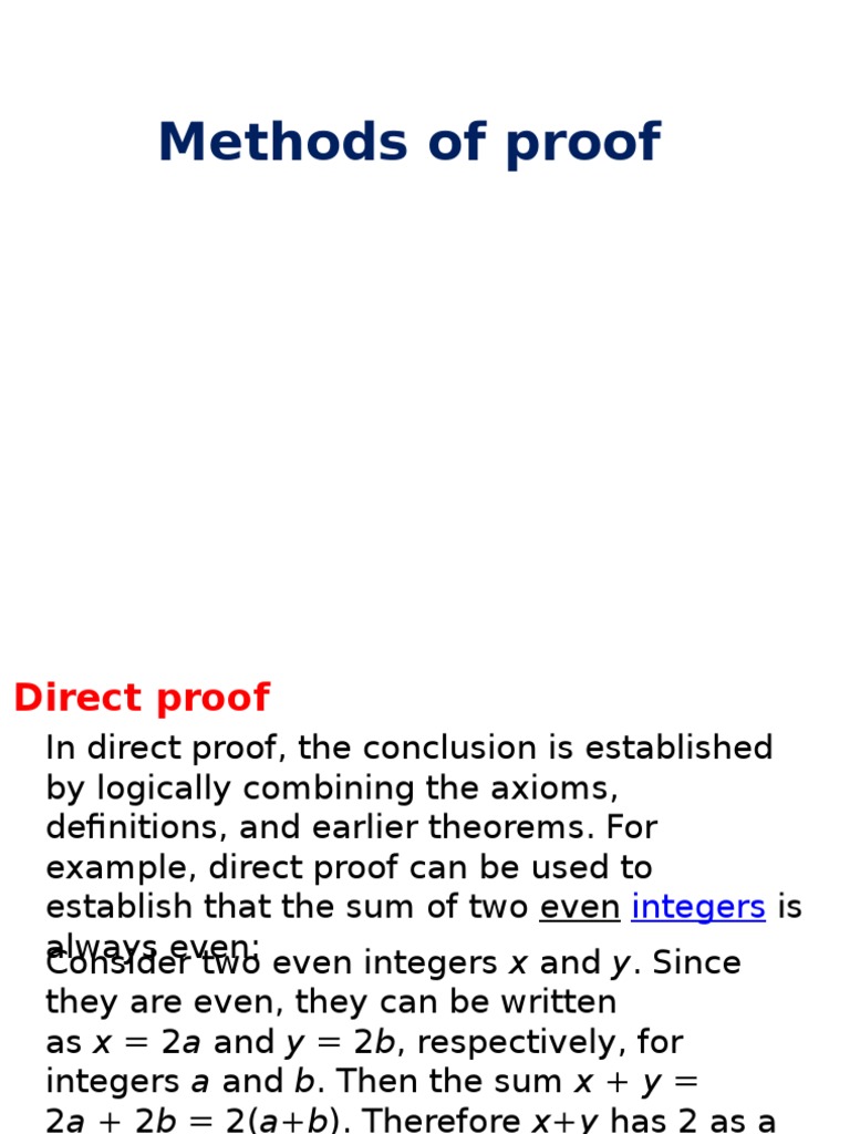 Methods of Proof | Download Free PDF | Mathematical Proof ...