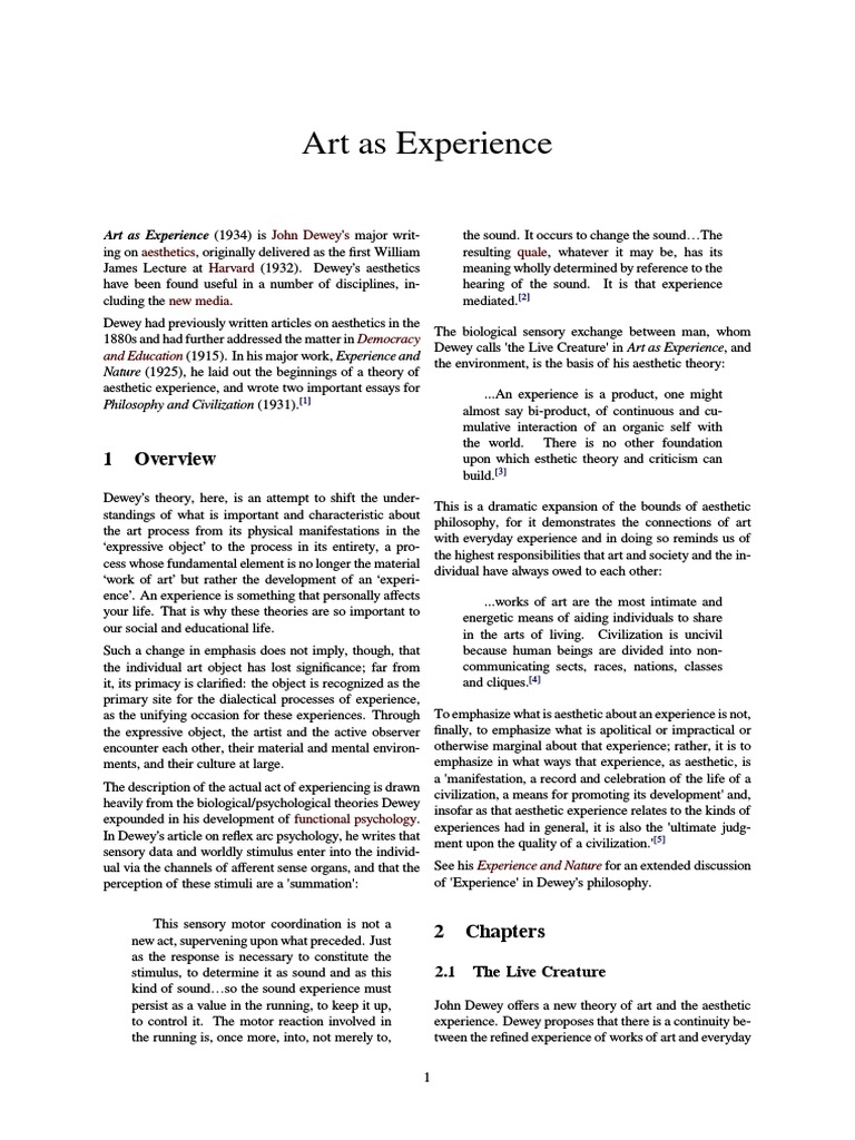Art As Experience | PDF | Aesthetics | Psychological Concepts