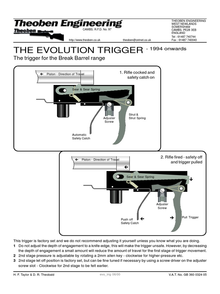 Theoben Evolution Trigger | PDF | Trigger (Firearms) | Rifle