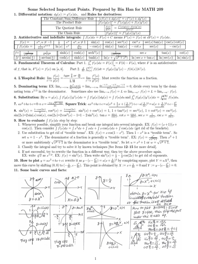 209 Formula Sheet | PDF | Maxima And Minima | Coordinate System