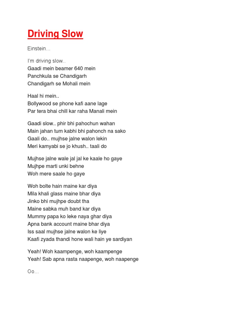 Driving Slow Lyrics | PDF | Religion & Spirituality