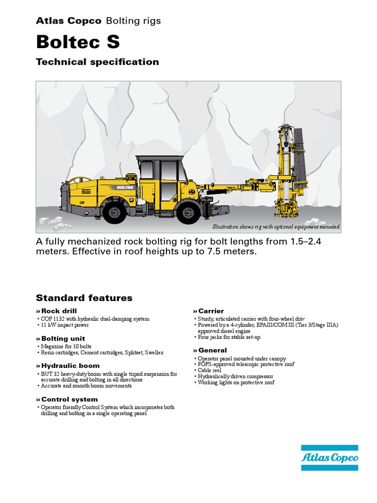 Technical Specification Boltec S | PDF | Drilling Rig | Cable