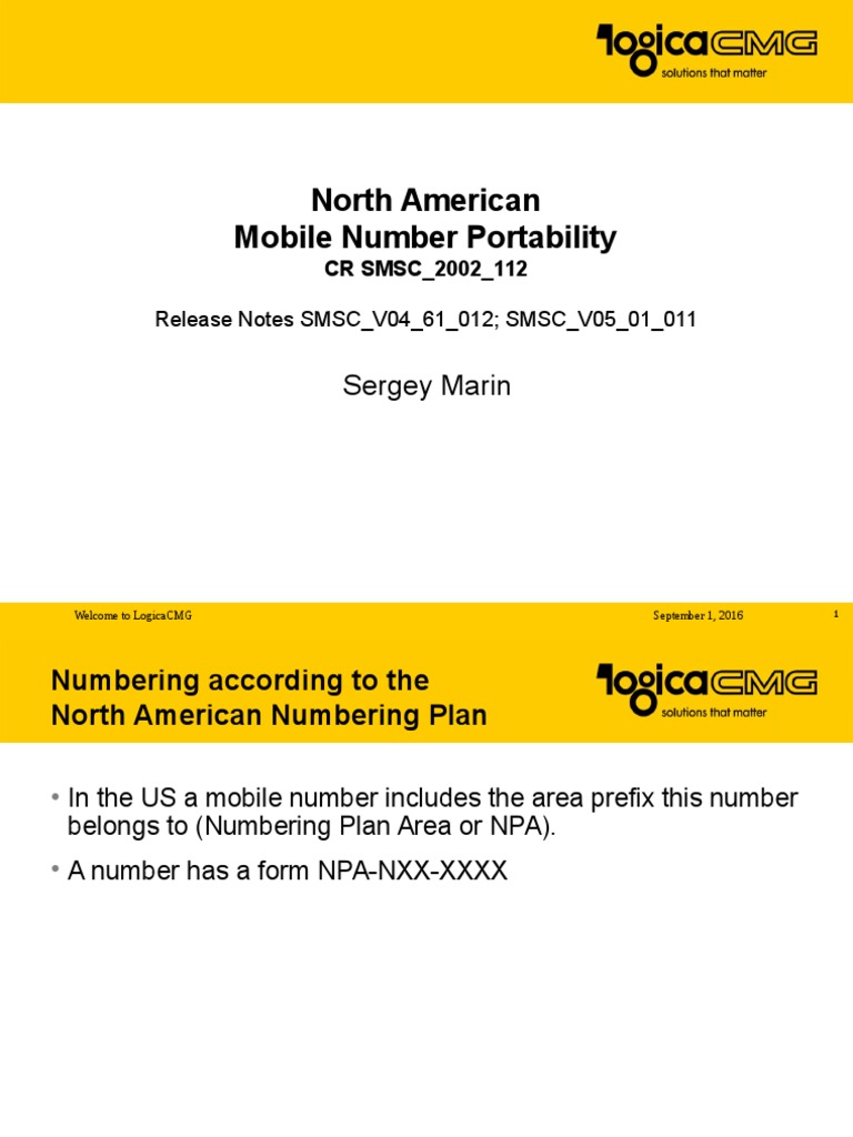 North American Mobile Number Portability: Sergey Marin | PDF ...