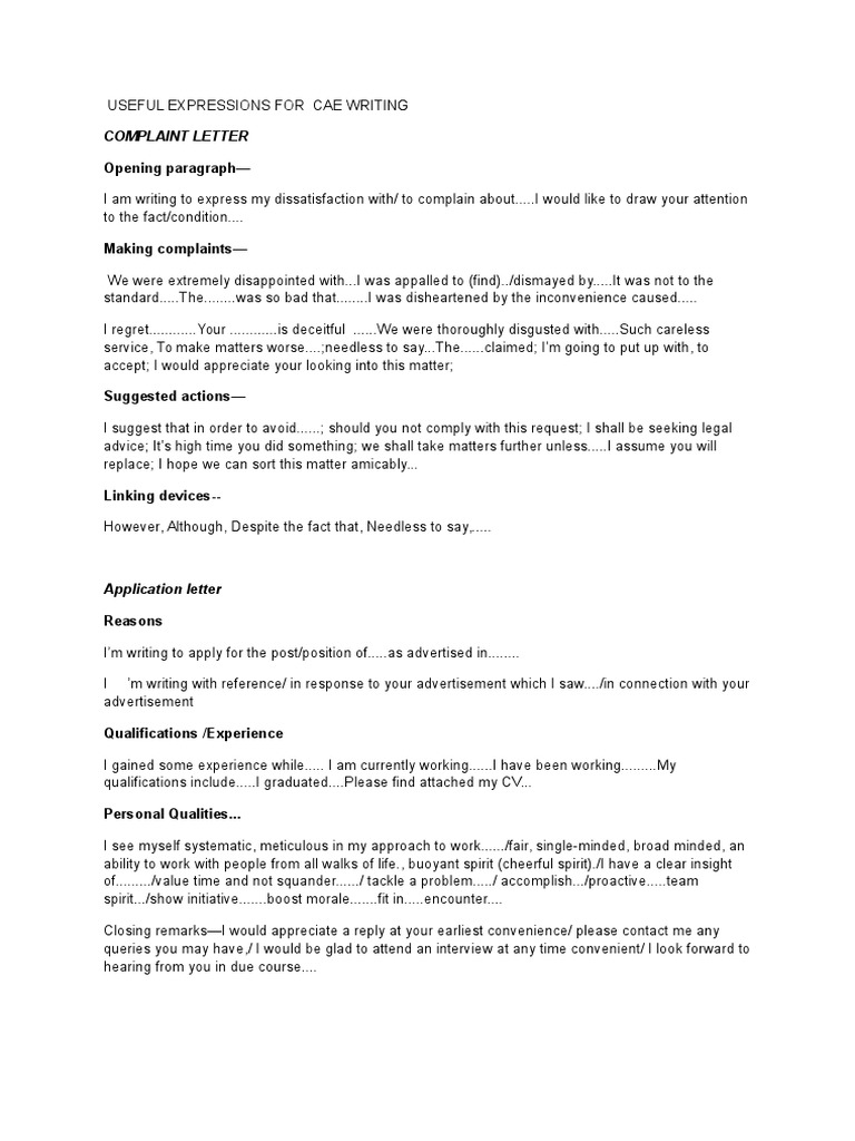 CAE Writing Structures and Tips | PDF | Ellipsis | Argument