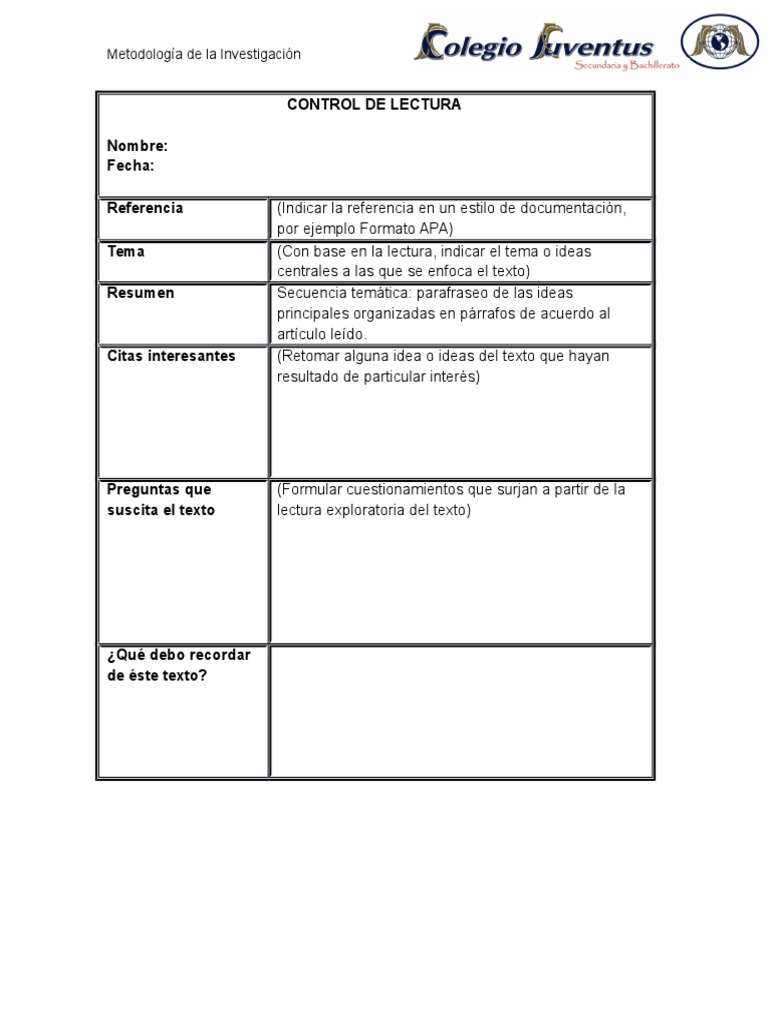 Control de Lectura | PDF