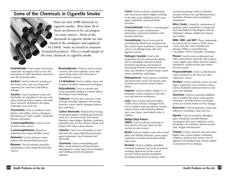 Some of The Chemicals in Cigarette Smoke | PDF | Chemical Substances ...