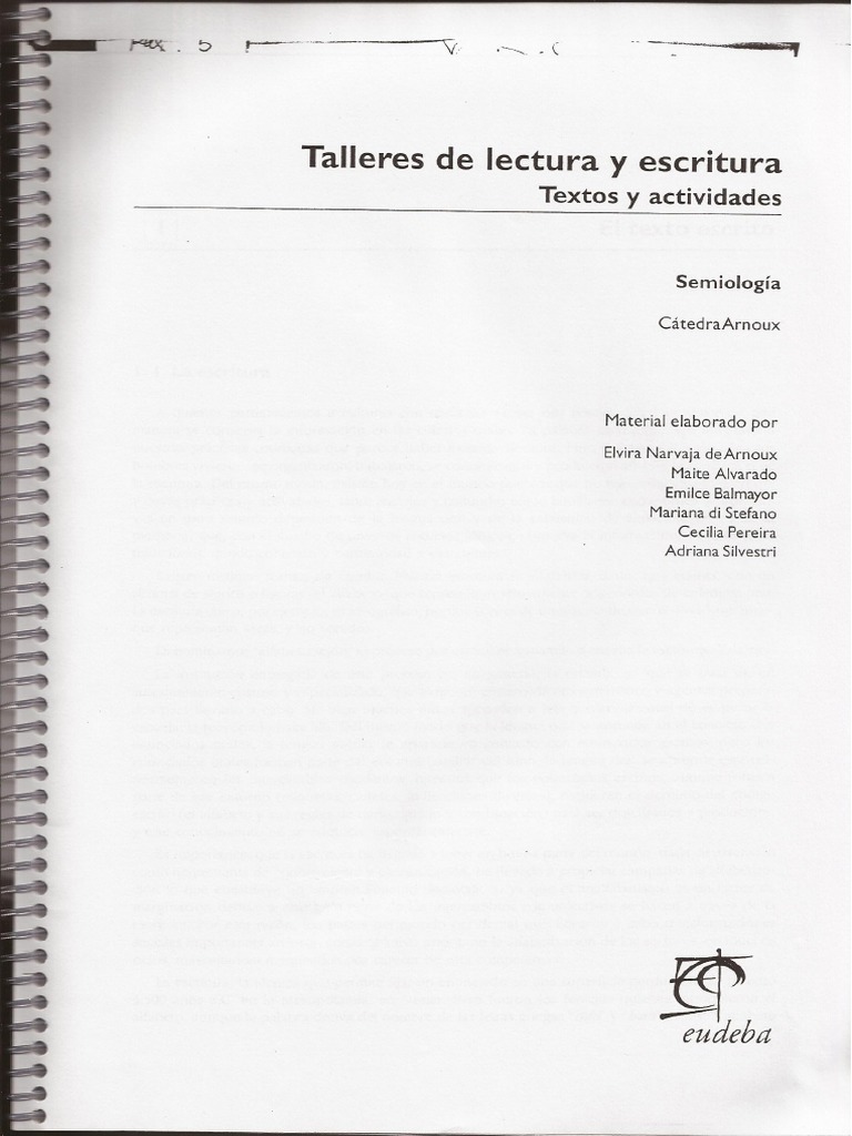 Talleres de Lectura y Escritura Cátedra Arnoux | PDF