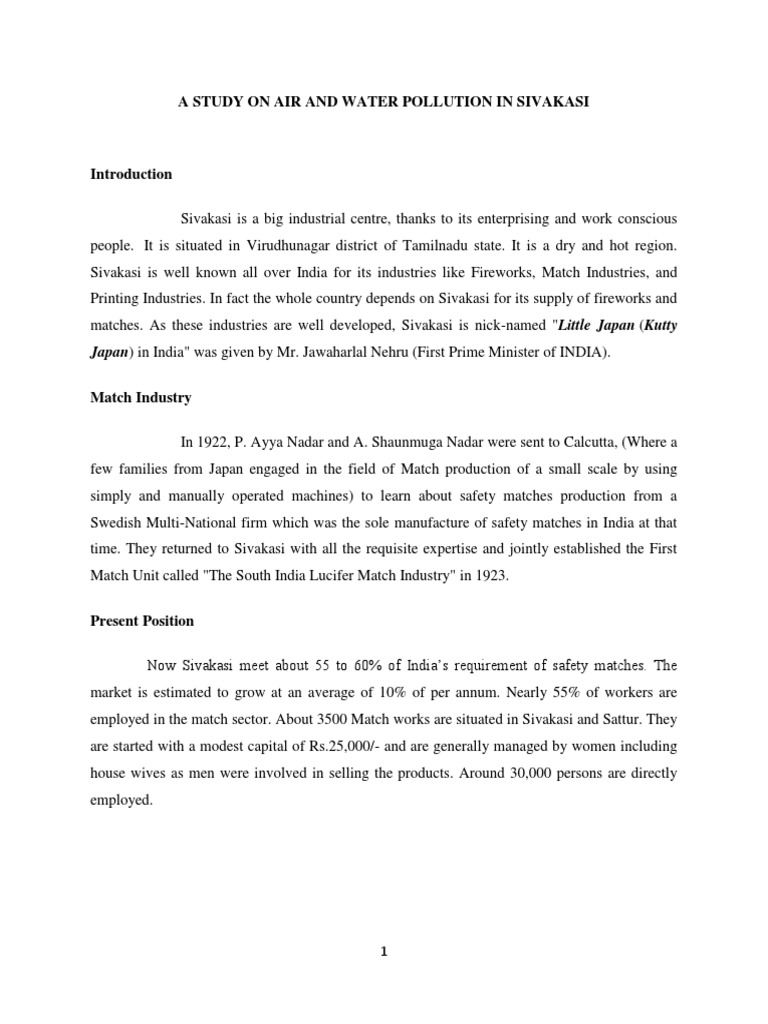 Air and Water Pollution in Sivakasi | PDF | Air Pollution | Water Resources