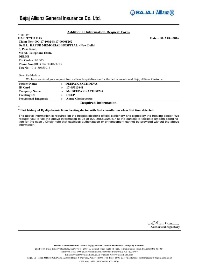 Additional Information Request Form | PDF