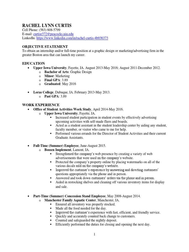 Rachel Curtis: Graphic Design Resume | PDF | Communication | Further ...