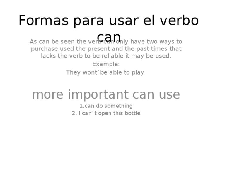 Formas para Usar El Verbo Can | PDF