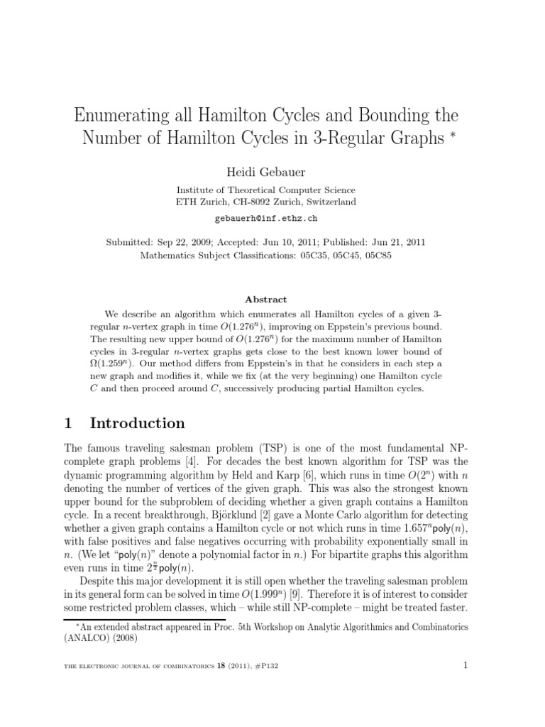 Enumerating All Hamilton Cycles and Bounding The Number of Hamilton ...