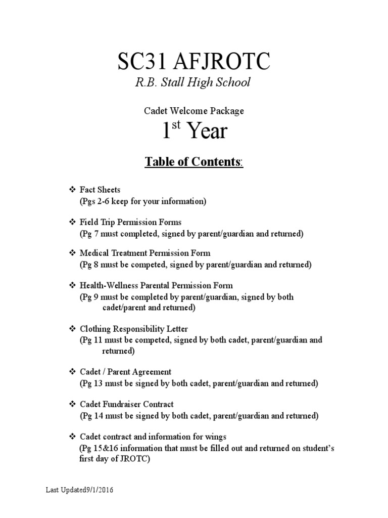 AFJROTC Cadet Welcome Package | PDF | Hairstyle | Cadet