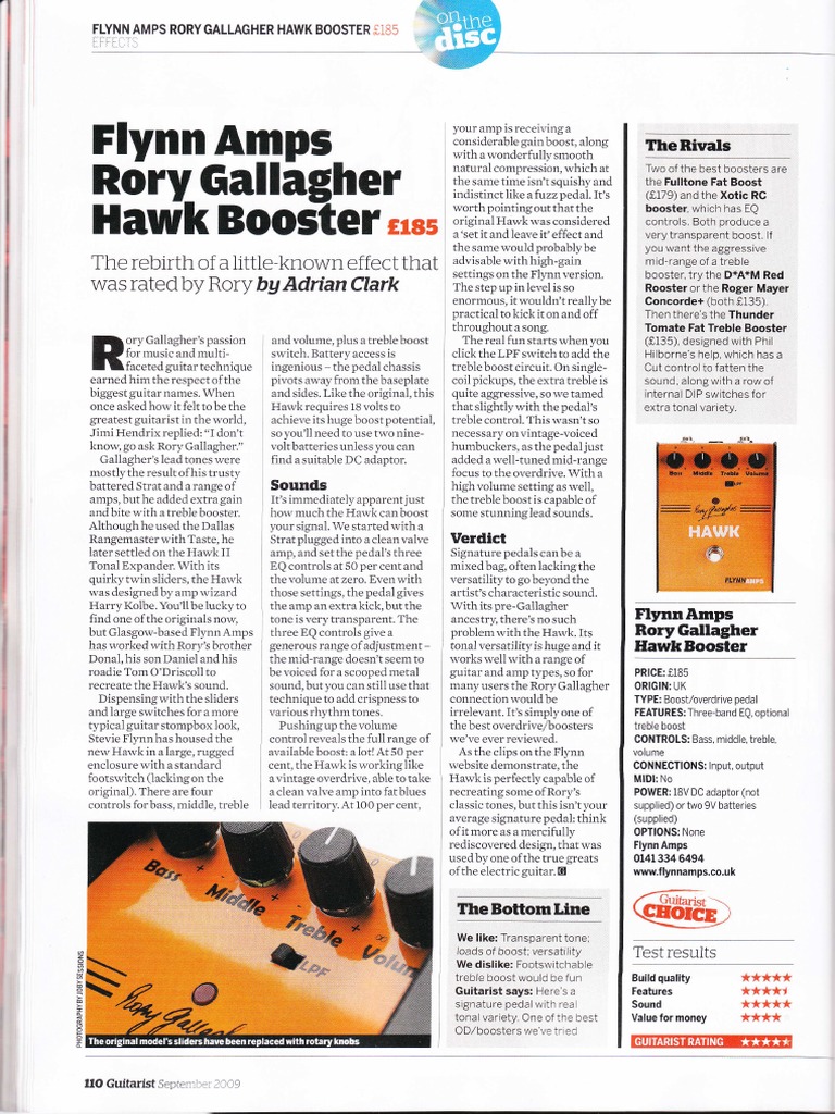 Rory Gallagher Hawk Guitarist Review | PDF | Sound | Electricity