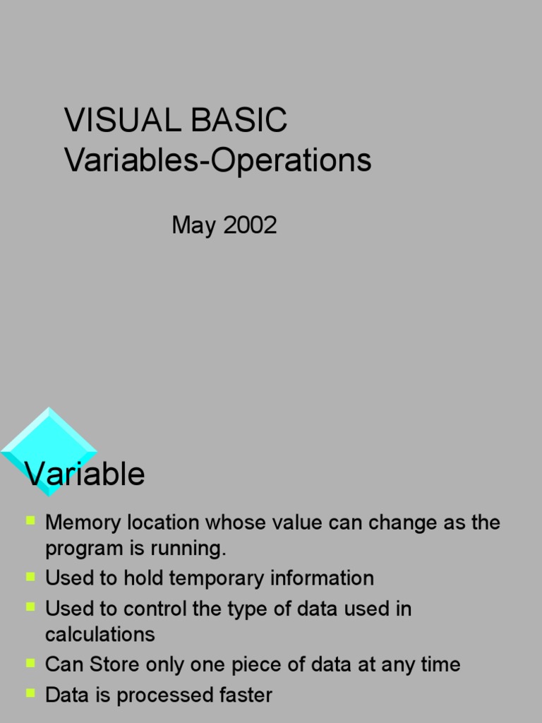 Visual Basic 6 Variables | PDF | Data Type | Variable (Computer Science)