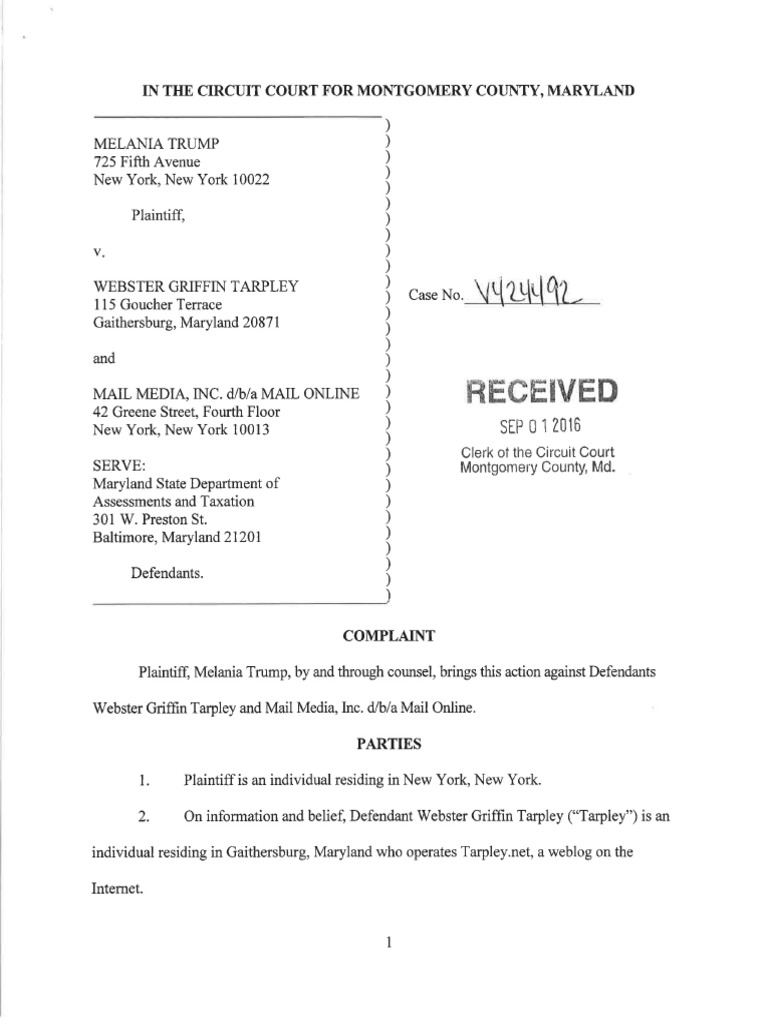 Melania Trump Libel Lawsuit | PDF