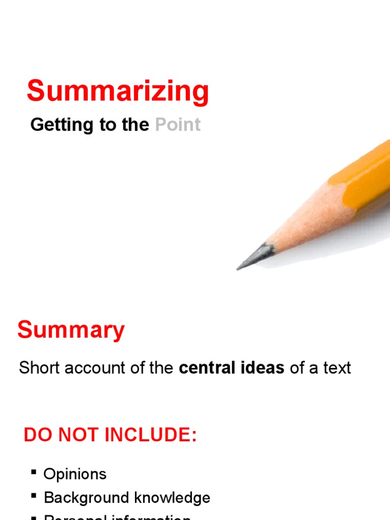Summarizing Lesson | PDF