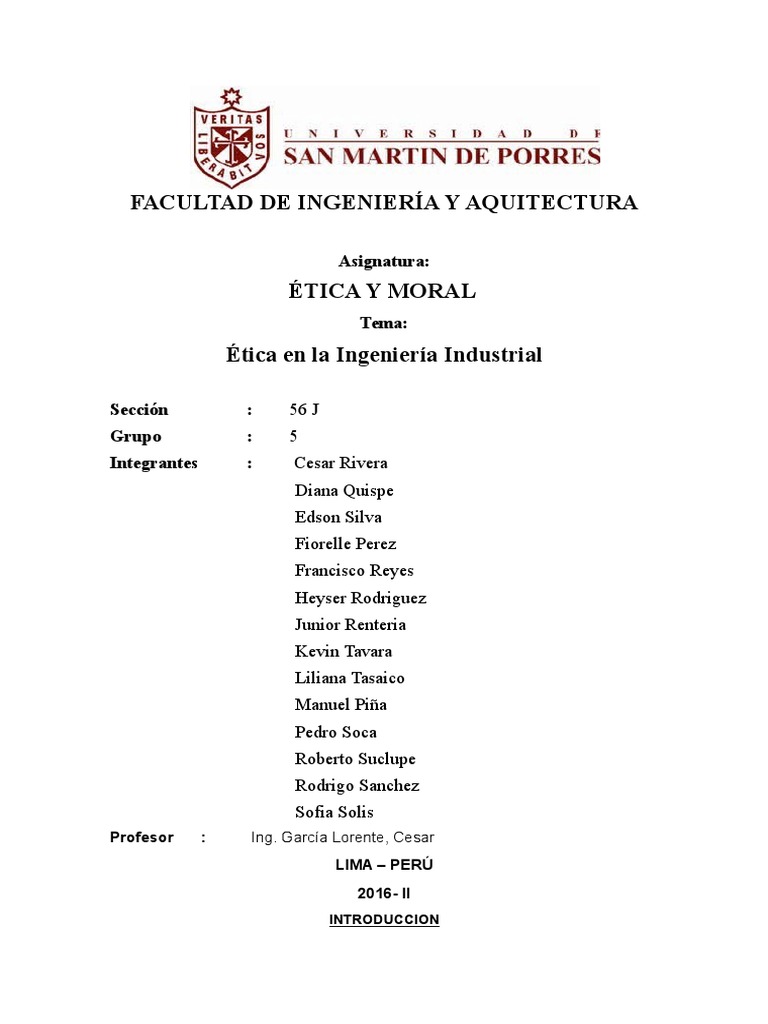 Etica en la Ingenieria Industrial | Moralidad | Ingeniería