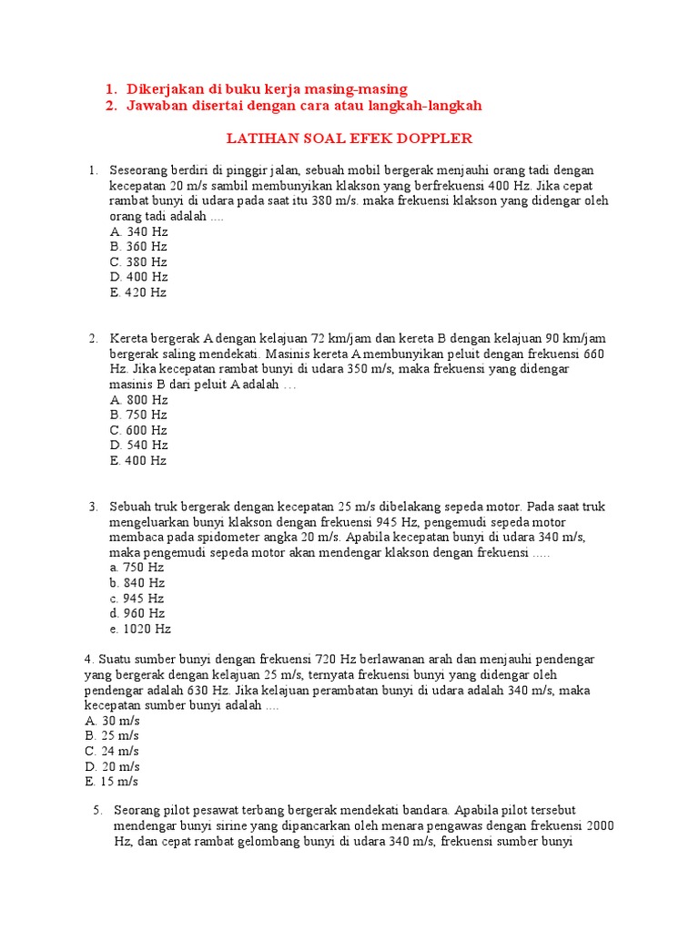 Latihan Soal Efek Doppler | PDF