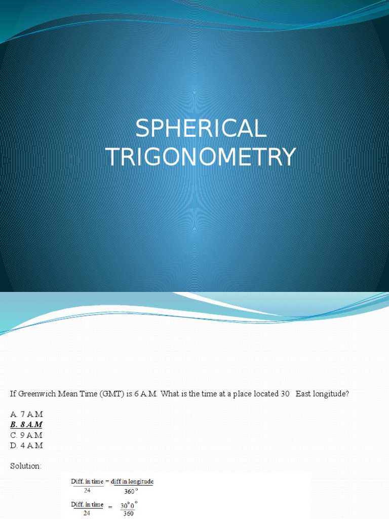 Spherical Triangle Problem Solutions | PDF