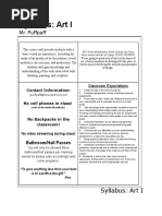 Art Class Syllabus 2016-2017 | PDF | Learning | Communication